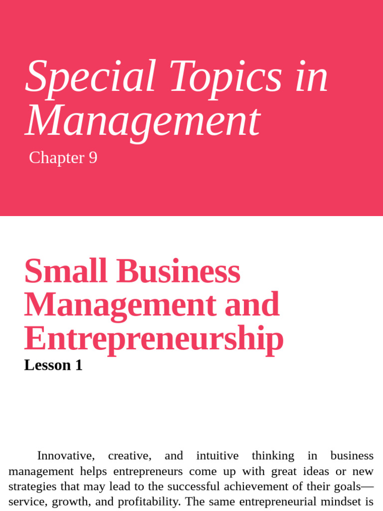 Small Business Management Insights | PDF | Entrepreneurship | Market ...