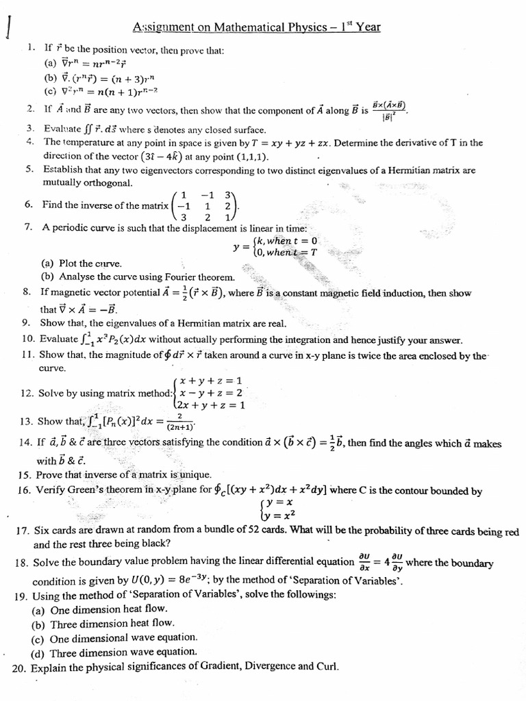 Assignment On Mathematical Physics | PDF
