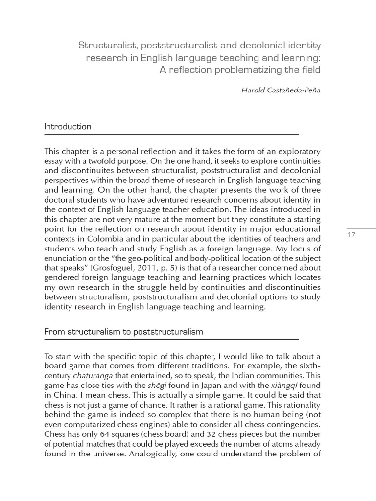 Structuralist Poststructuralist and Decolonial Identity Research in ...