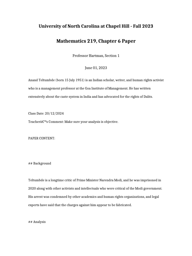 Mathematics 219 Chapter 6 Paper | PDF