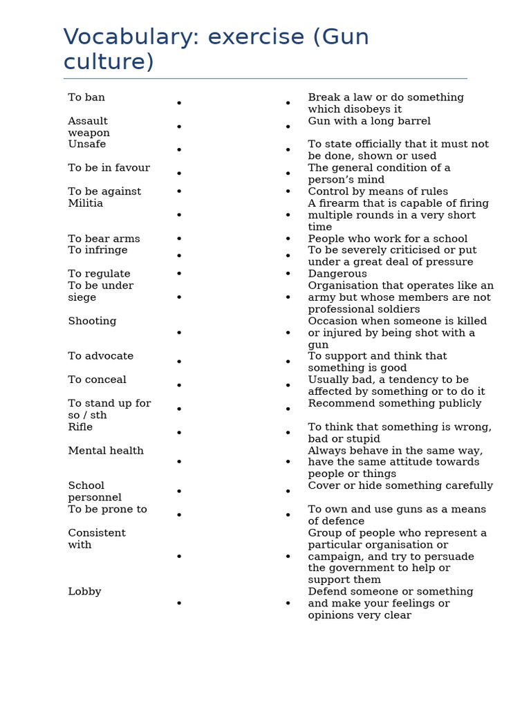 Vocabulary Exercise 2 | PDF