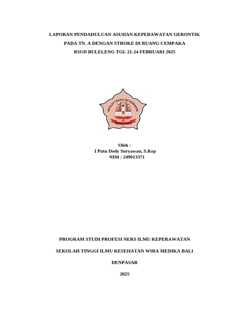 LP KEP. GERONTIK DENGAN STROKE BLI DEDY | PDF