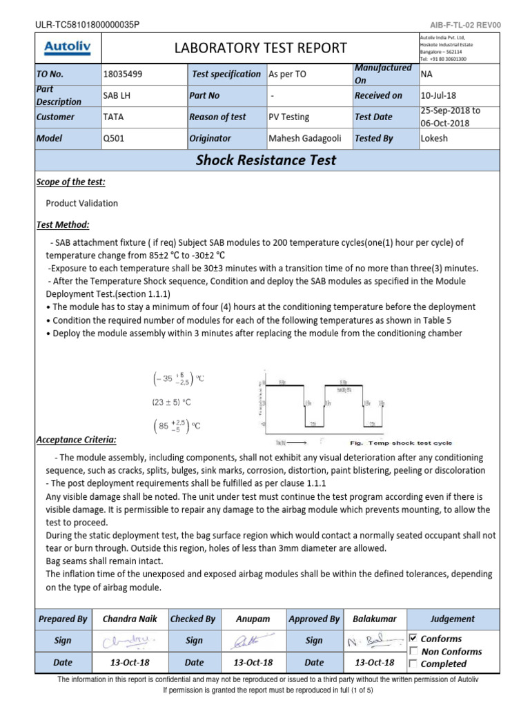 To-18035499 Temperature Shock Test | PDF | Airbag