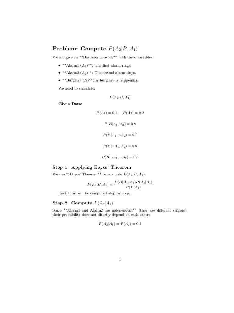 Calculate P(A2|B, A1) in Bayesian Network | PDF