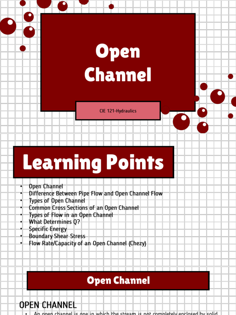 CIE 121 Open Channel Notes | PDF | Soft Matter | Gases