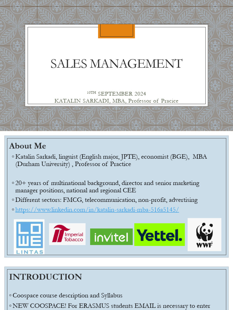 Sales Management Course Overview | PDF | Sales | Marketing