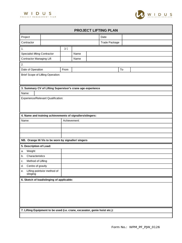 WPM PF PJW 0126 0 (Project Lifting Plan) | PDF | Crane (Machine)