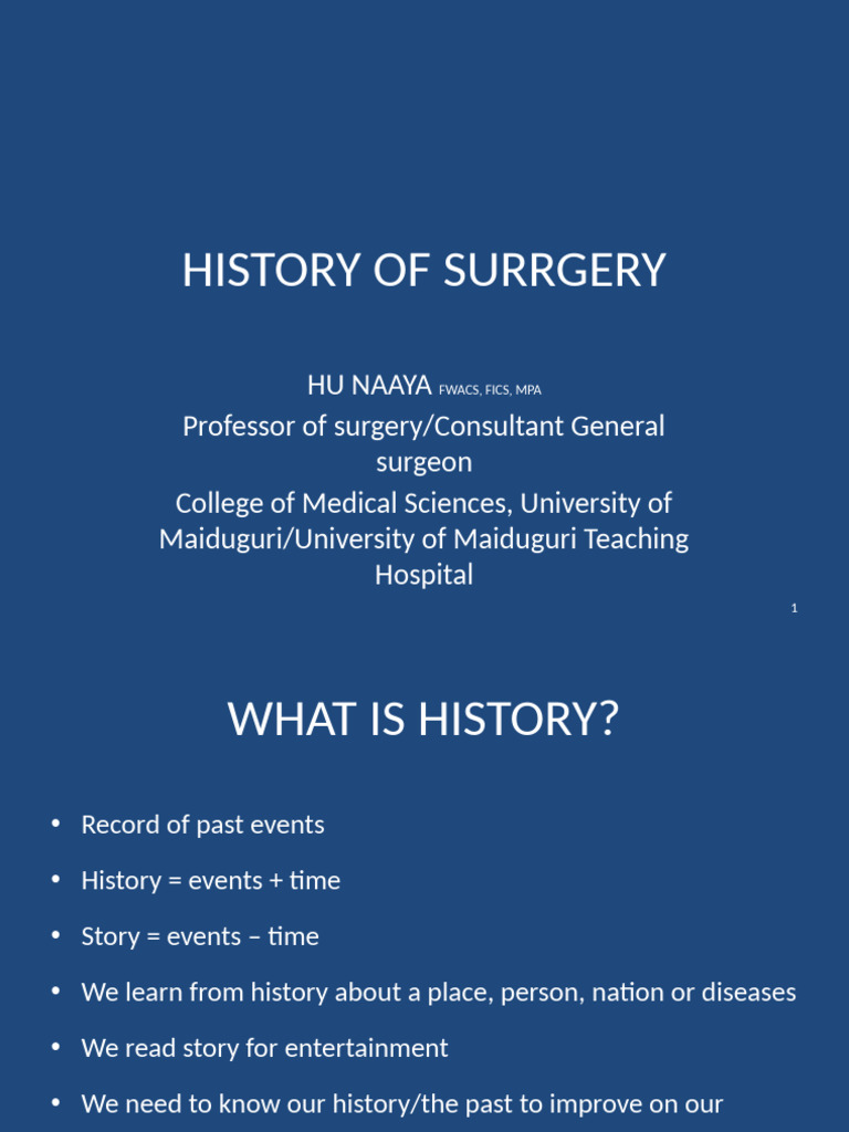 History and Evolution of Surgery | PDF | Surgery | Blood Transfusion