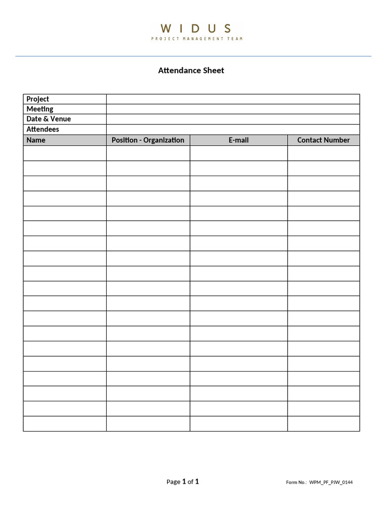 57. WPM_PF_PJW_0144_0(Attendance Sheet) | PDF