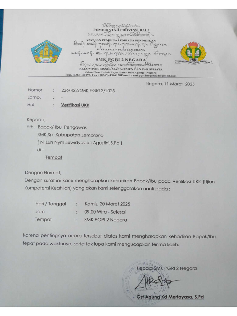 Surat Undangan Verifikasi | PDF