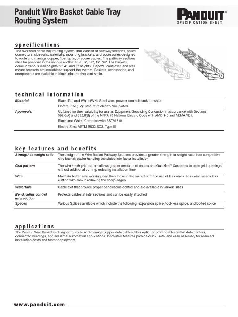 Panduit Wire Basket | PDF | Wire | Electrical Engineering