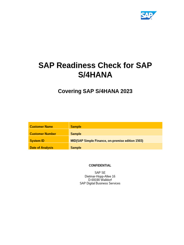 Sample - SAP Readiness Check Report | PDF | Computing