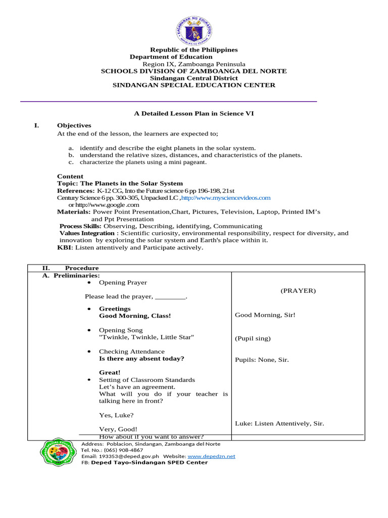 revised lesson plan solar system | PDF | Planets | Solar System
