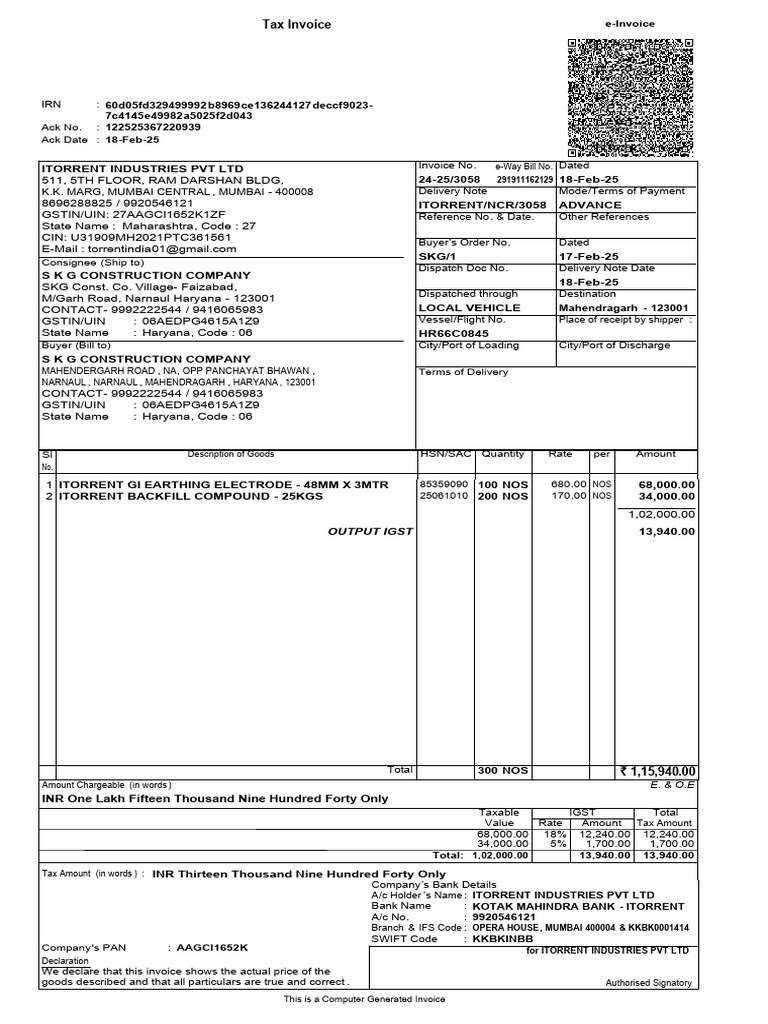 3058 S K G Construction Company | PDF | Business Documents