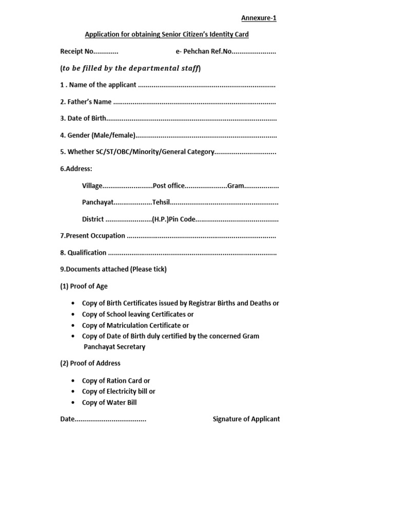 Senior Citizens Identity Card | PDF