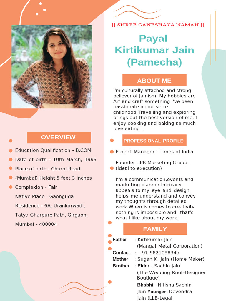 Marriage Biodata Payal Jain - Compressed 2 | PDF | Eastern Philosophy ...
