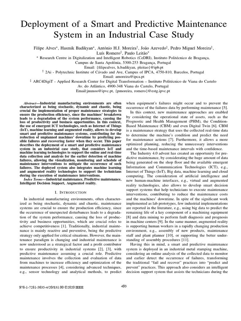 Deployment of A Smart and Predictive Maintenance System in An Industrial Case Study | PDF ...
