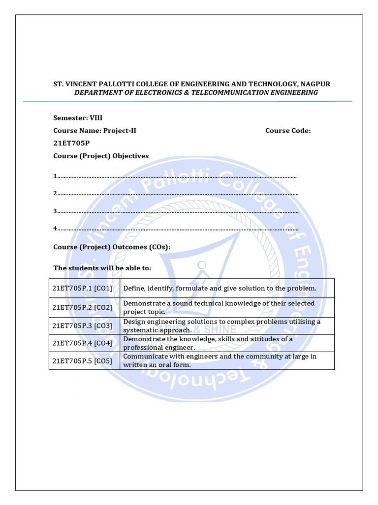 Project II Course Overview for Engineering | PDF