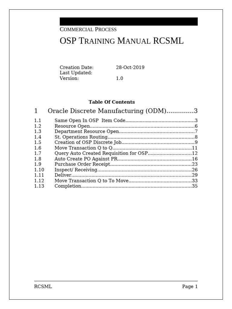 01-Training Manual-Yarn Commercial Proc RCSML. OSP | PDF | Receipt ...