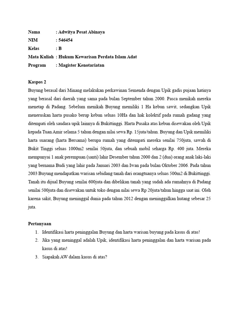 TUGAS WARIS MKN Kelas B | PDF