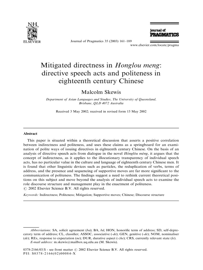 Mitigated Directness in Honglou Meng | PDF | Communication | Human ...
