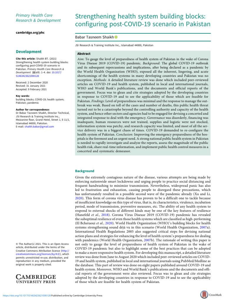Strengthening Health System Building Blocks Configuring Post Covid 19 ...