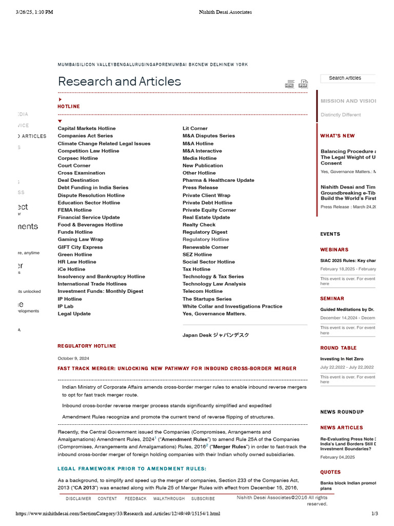 Fast Track Merger - Unlocking New Pathway For Inbound Cross-Border ...