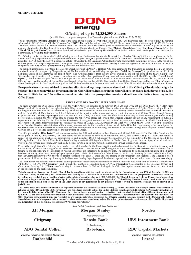 DONG Energy IPO Offering Circular | PDF | Securities (Finance ...