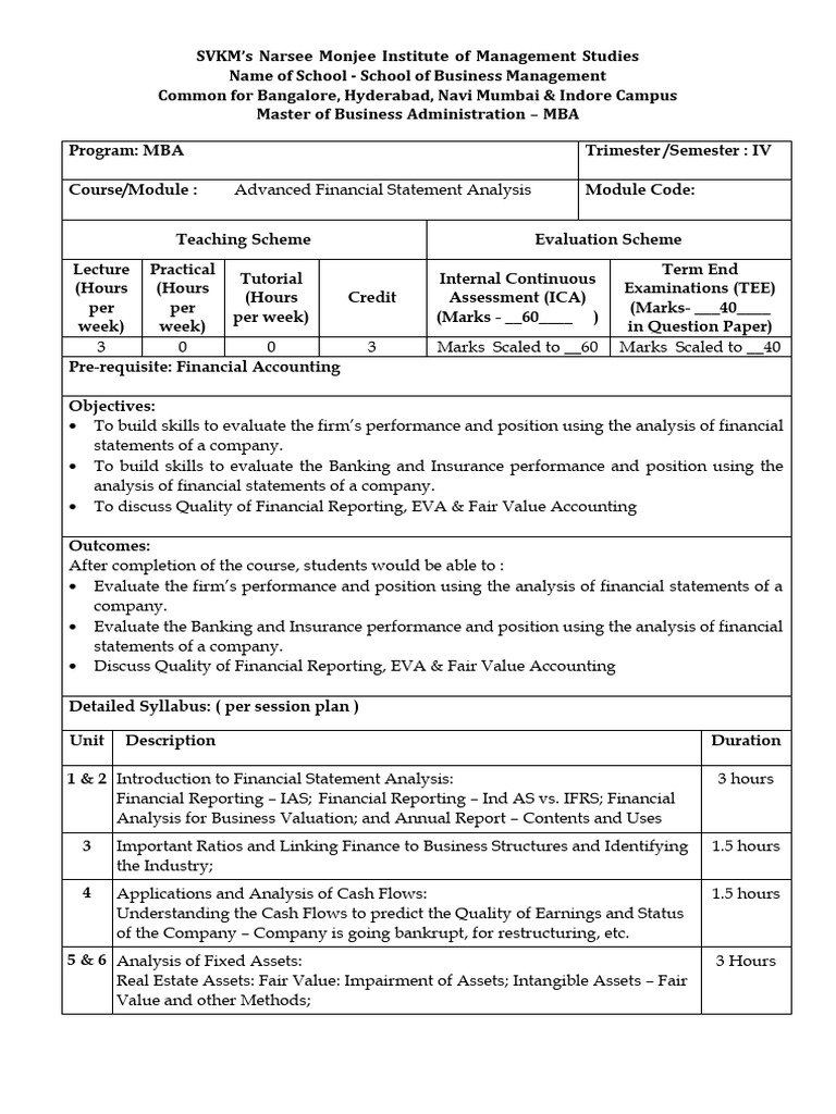 6 Trim 4 FIN - Advanced Financial Statement Analysis | PDF | Investing ...