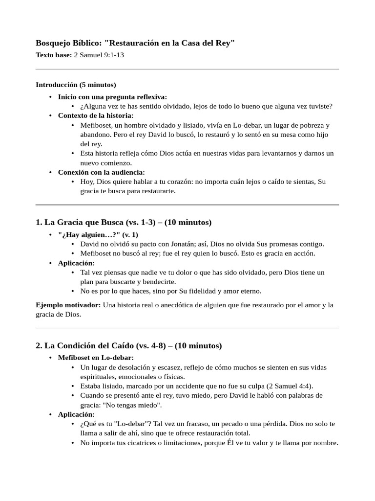 Mefiboset: Gracia y Restauración Divina | PDF | Gracia divina | David
