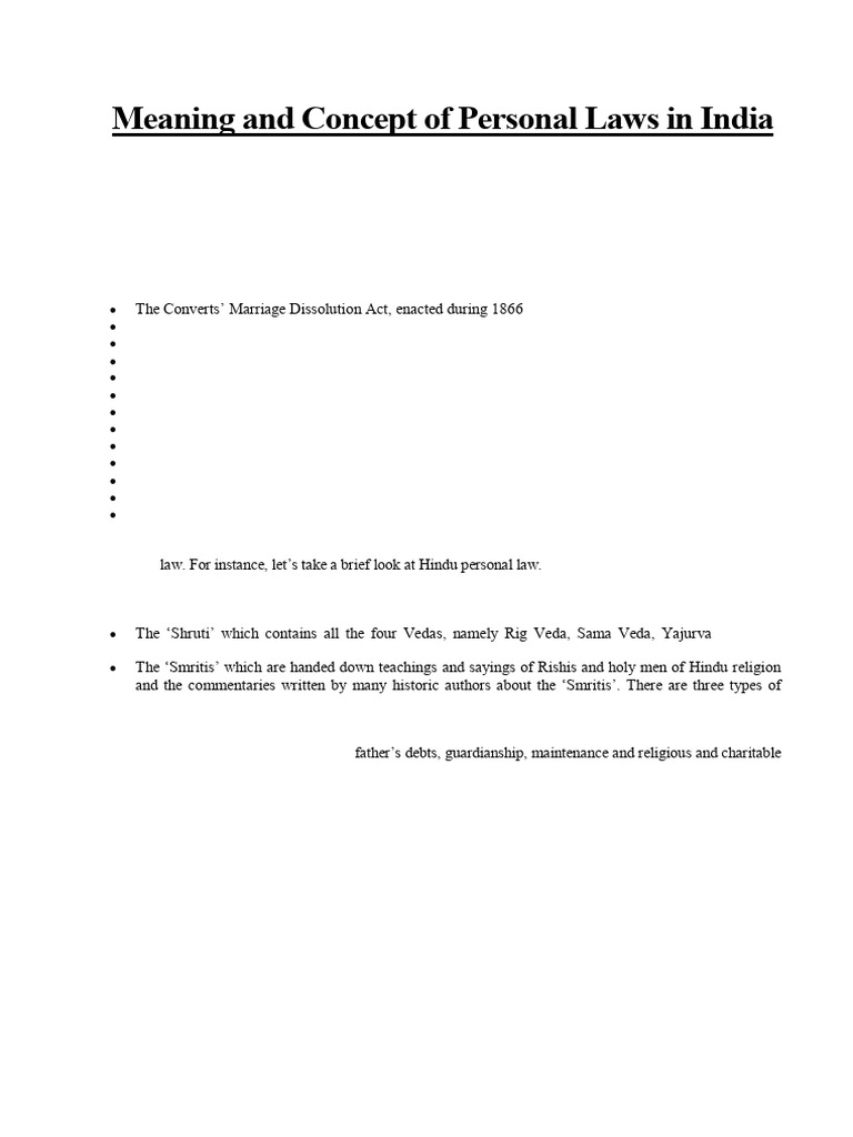 Unit 1 - Meaning and Concept of Personal Laws - UCC - Lex Loci in India ...