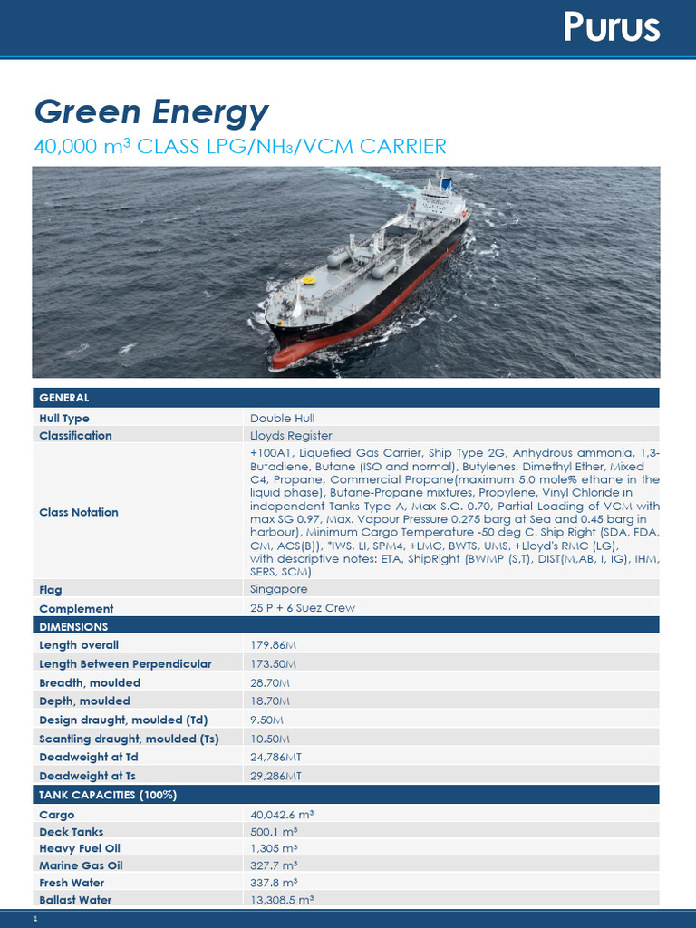 Green Energy Spec Sheet | PDF | Liquefied Petroleum Gas | Gases
