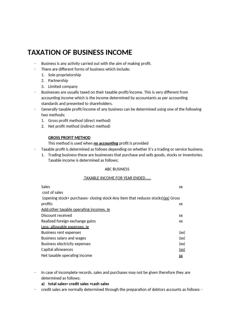 TAXATION - OF - BUSINESS - INCOME - Part - One Adjusted | PDF | Debits ...