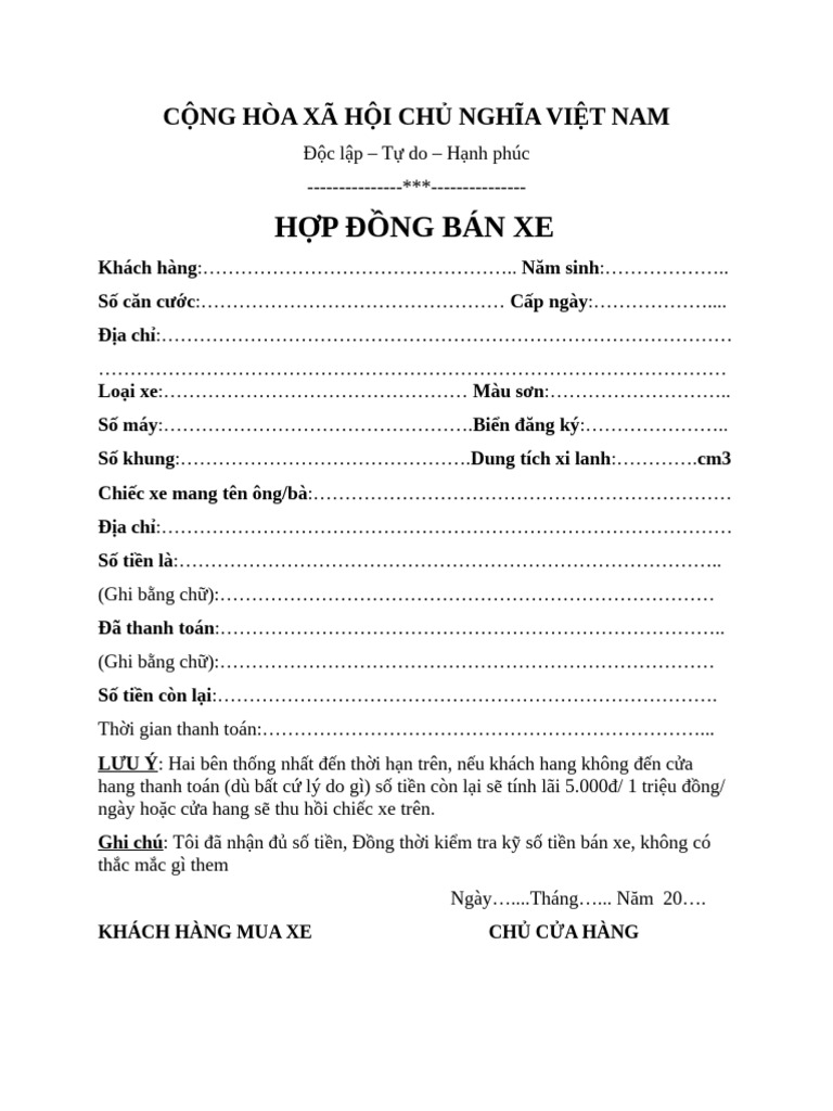 Giấy bán xe | PDF