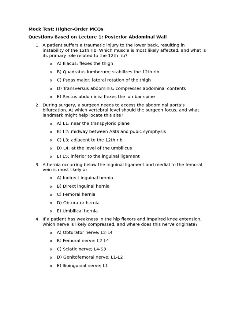 Lecture 1,2 - Higher Order | PDF | Kidney | Abdomen