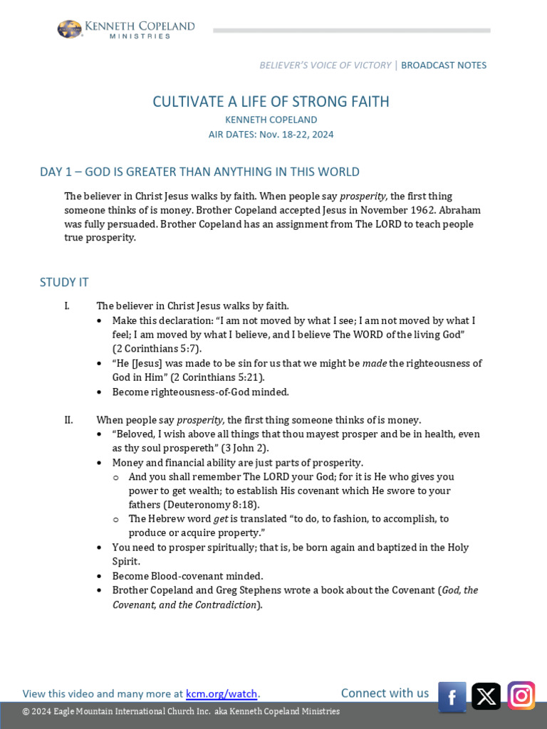 BNT241118 Broadcast Notes Kenneth Copeland-Trk-20241111 | PDF | Jesus ...