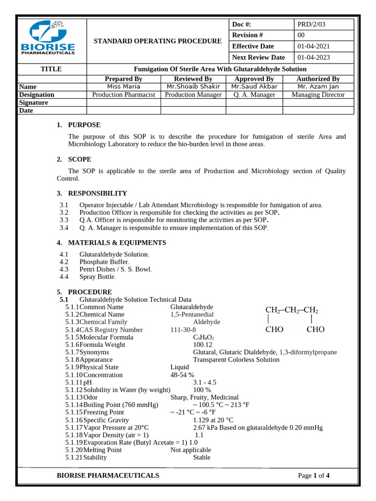 Fumigation Procedure | PDF | Disinfectant | Sodium Hydroxide