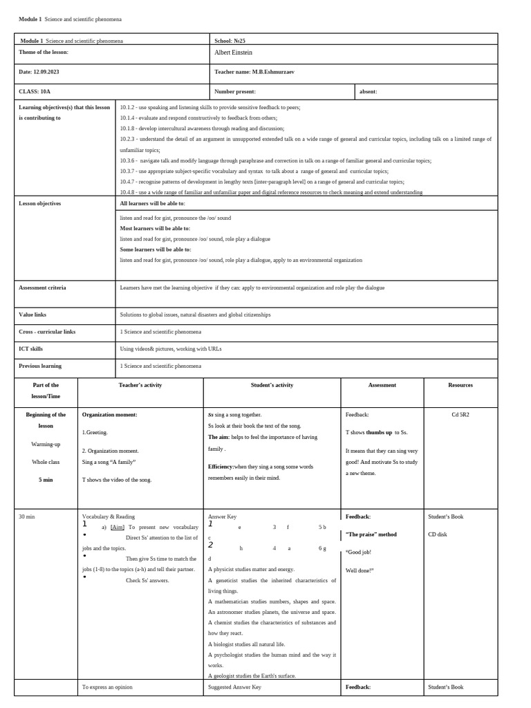 Lesson Plan: Albert Einstein in Science | PDF | Curriculum | Science