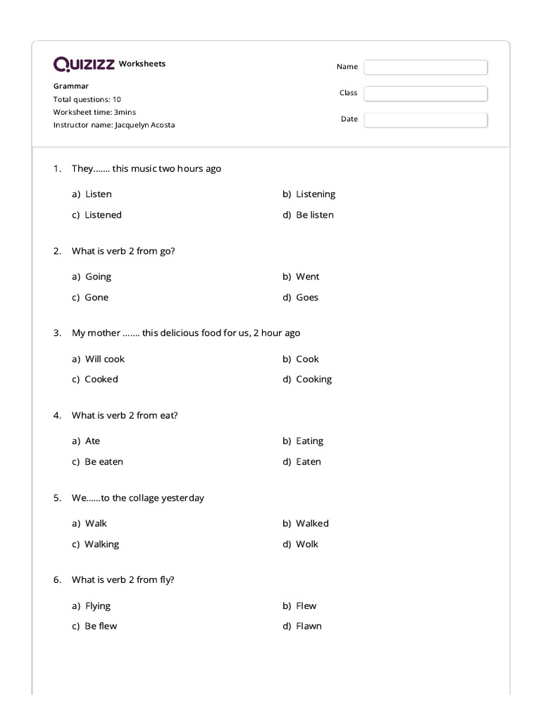 Quizizz - Grammar | PDF
