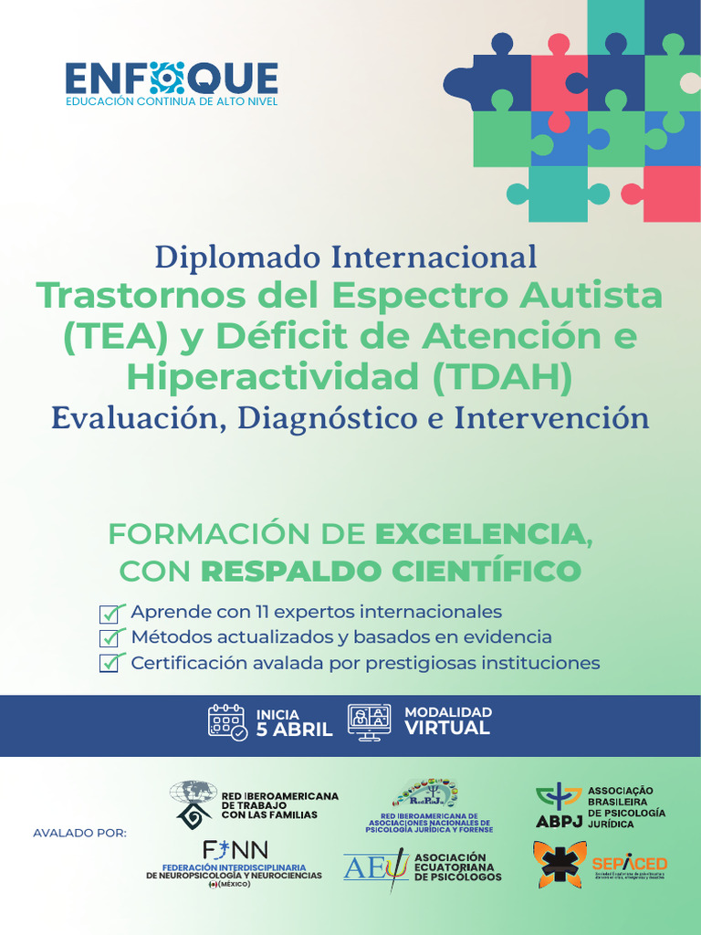 Brochure Diplomado TEA y TDAH | PDF | Autismo | Desorden hiperactivo y deficit de atencion