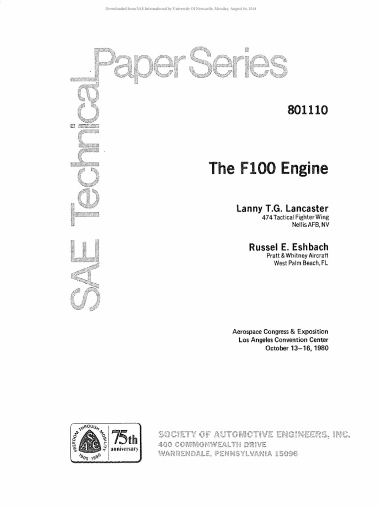 研究论文 F100发动机 | PDF | Engines | Thrust