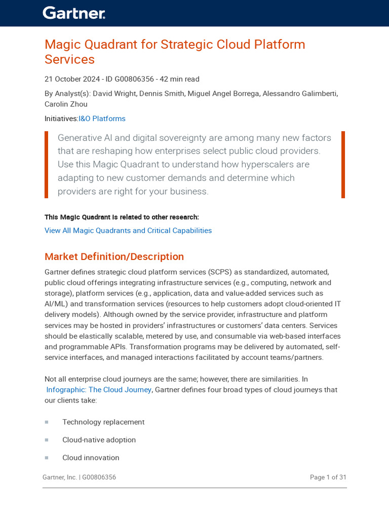 Gartner Cloud Platforms 2024 | PDF | Cloud Computing | Microsoft Azure