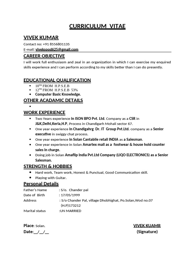 vivek cv | PDF