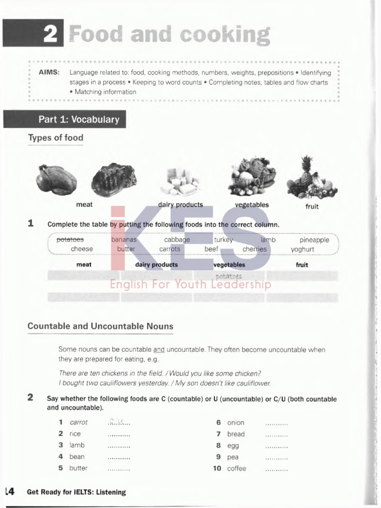IELTS Listening: Food and Cooking Skills | PDF | Cooking | Foods