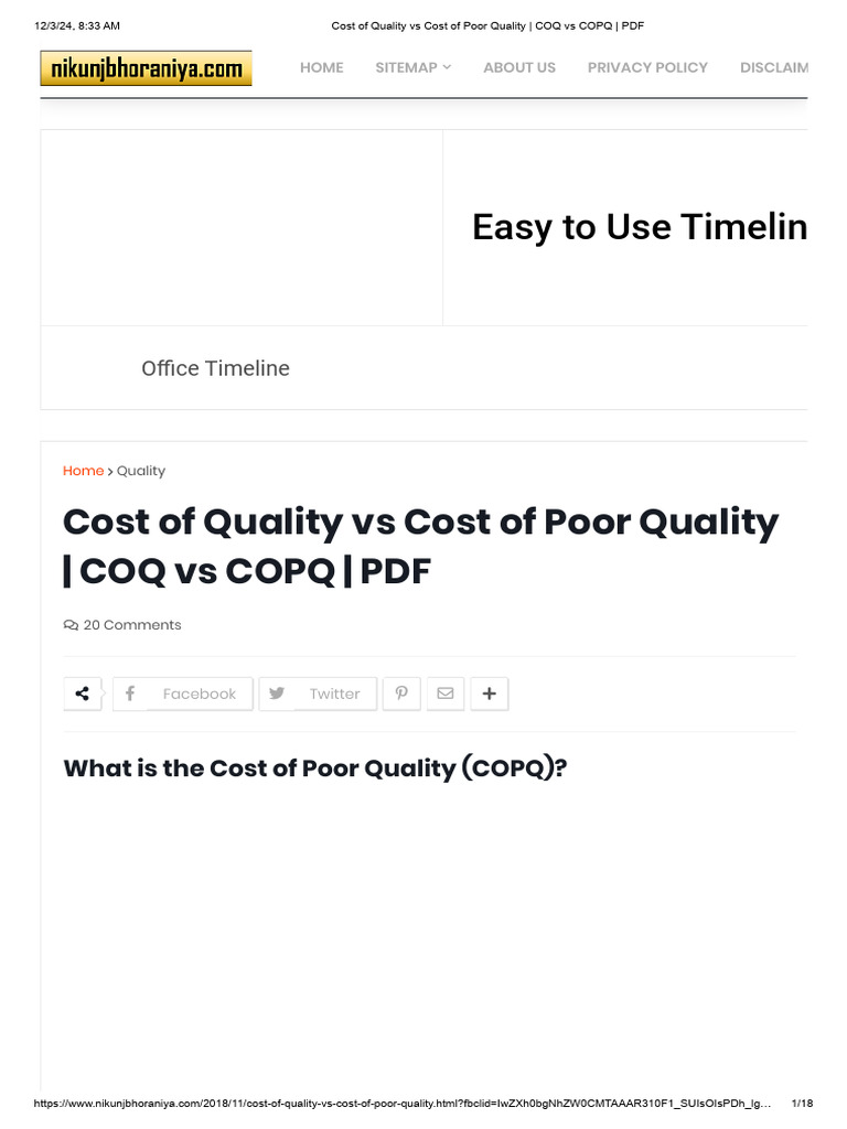 Cost of Quality Vs Cost of Poor Quality - COQ Vs COPQ - PDF | PDF | Six Sigma | Audit