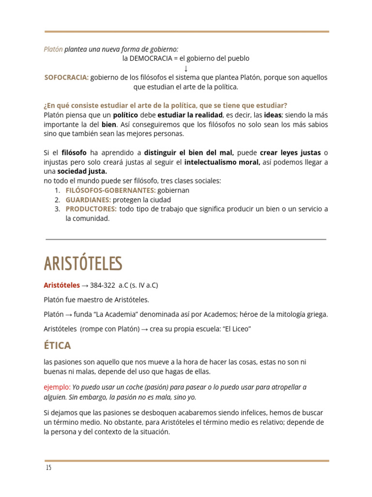Filosofía Política: Platón y Aristóteles | PDF | Teoría de sustancias ...