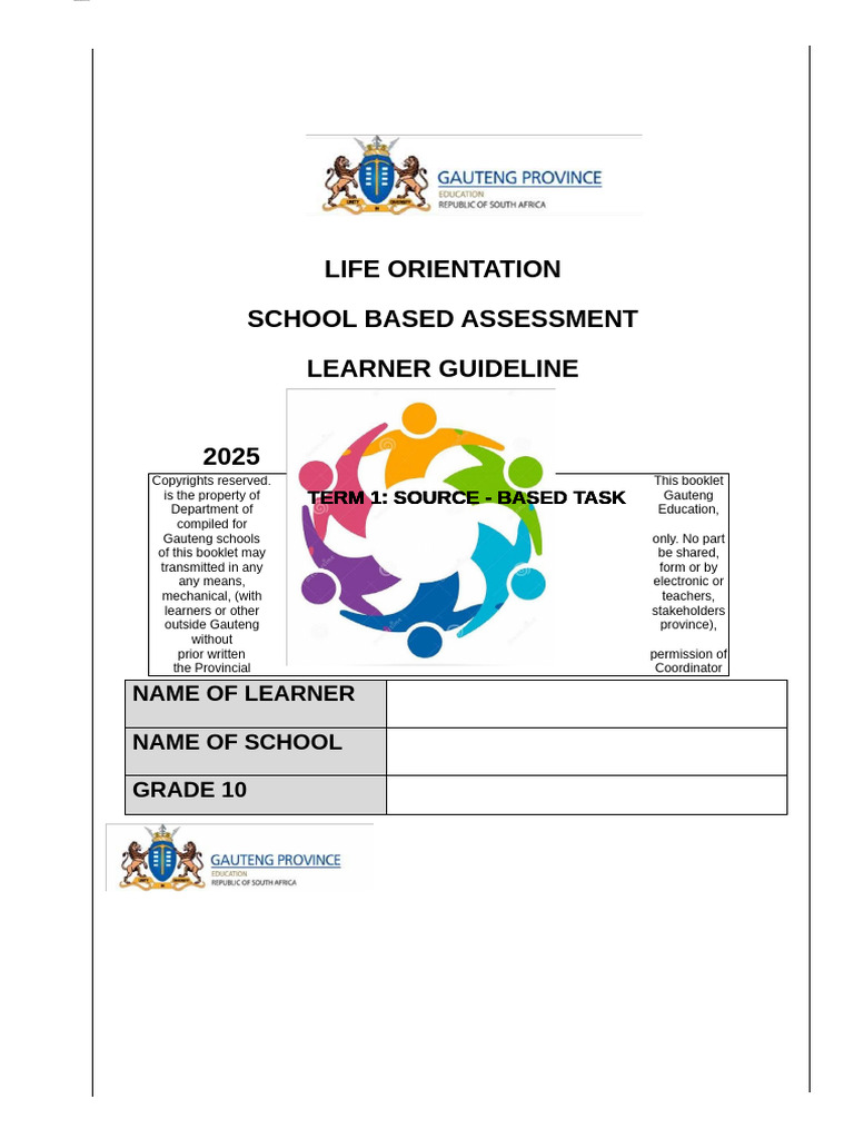 2 Activity 1 2024 GP Grade 10 LG Source Based Task | PDF | Self Esteem ...