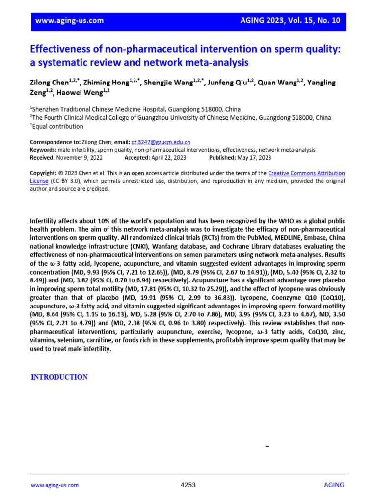 Lycopen, Omega, Vitamin, Coenzym Q10 | PDF | Meta Analysis | Infertility