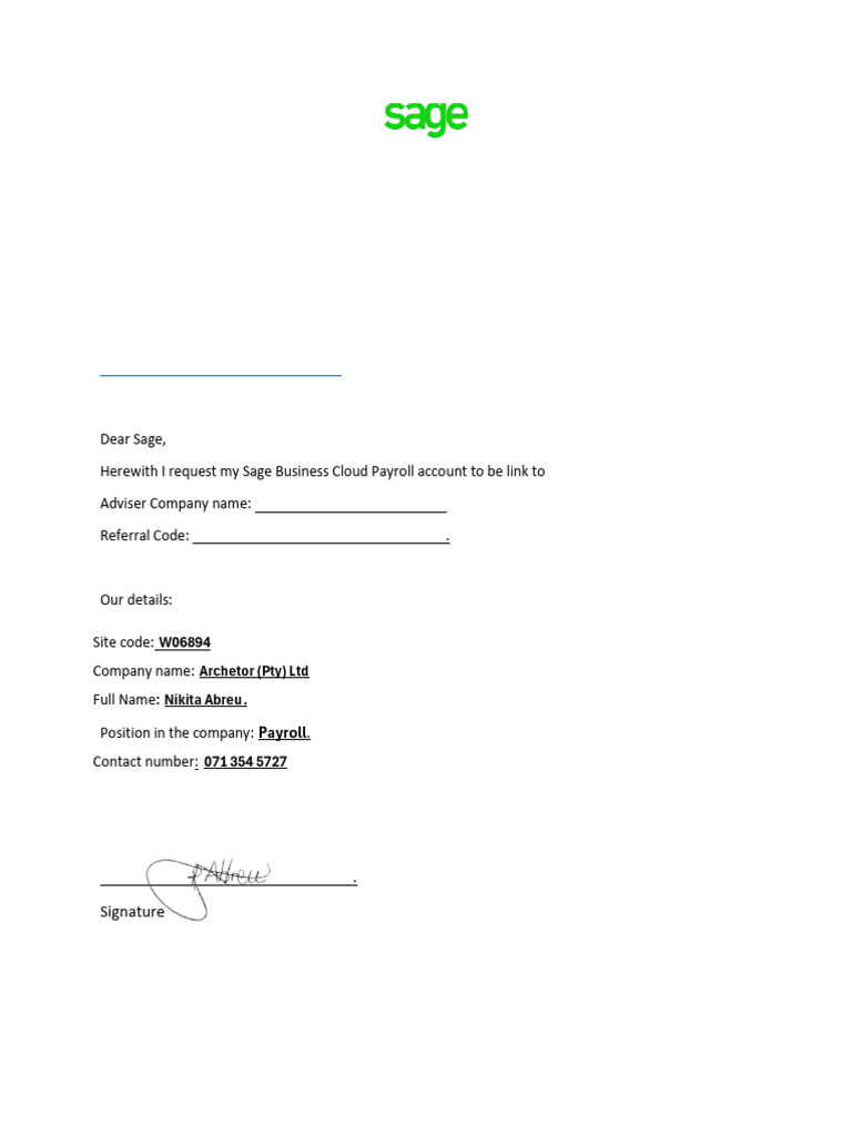 Archetor_Linkage letter Beyond Payroll 365 SBCP | PDF