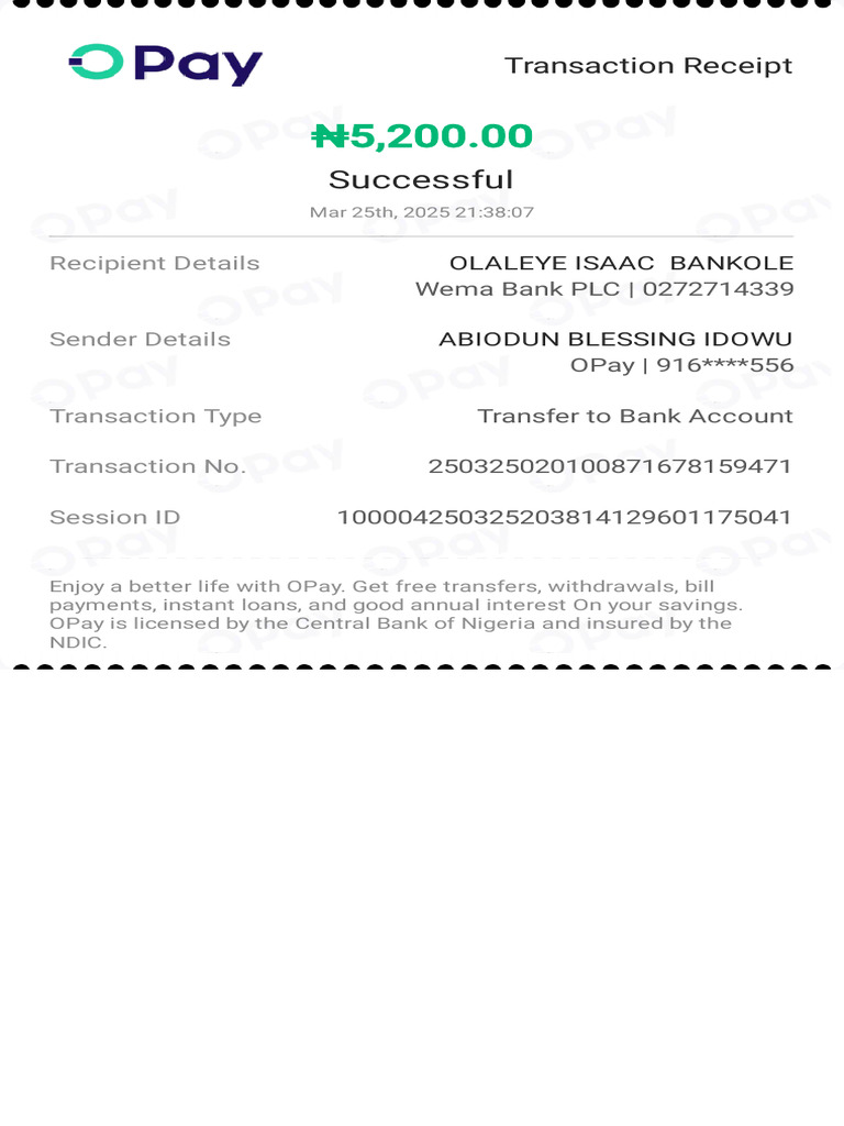 Wema Bank Transaction Receipt | PDF